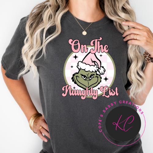 Pink On he Naughty List TRANSFER – Cope's Sassy Creations